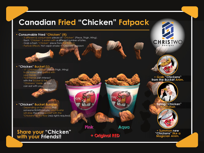 Second Life Marketplace - Canadian Fried "Chicken" Fatpack - [Chris Two ...